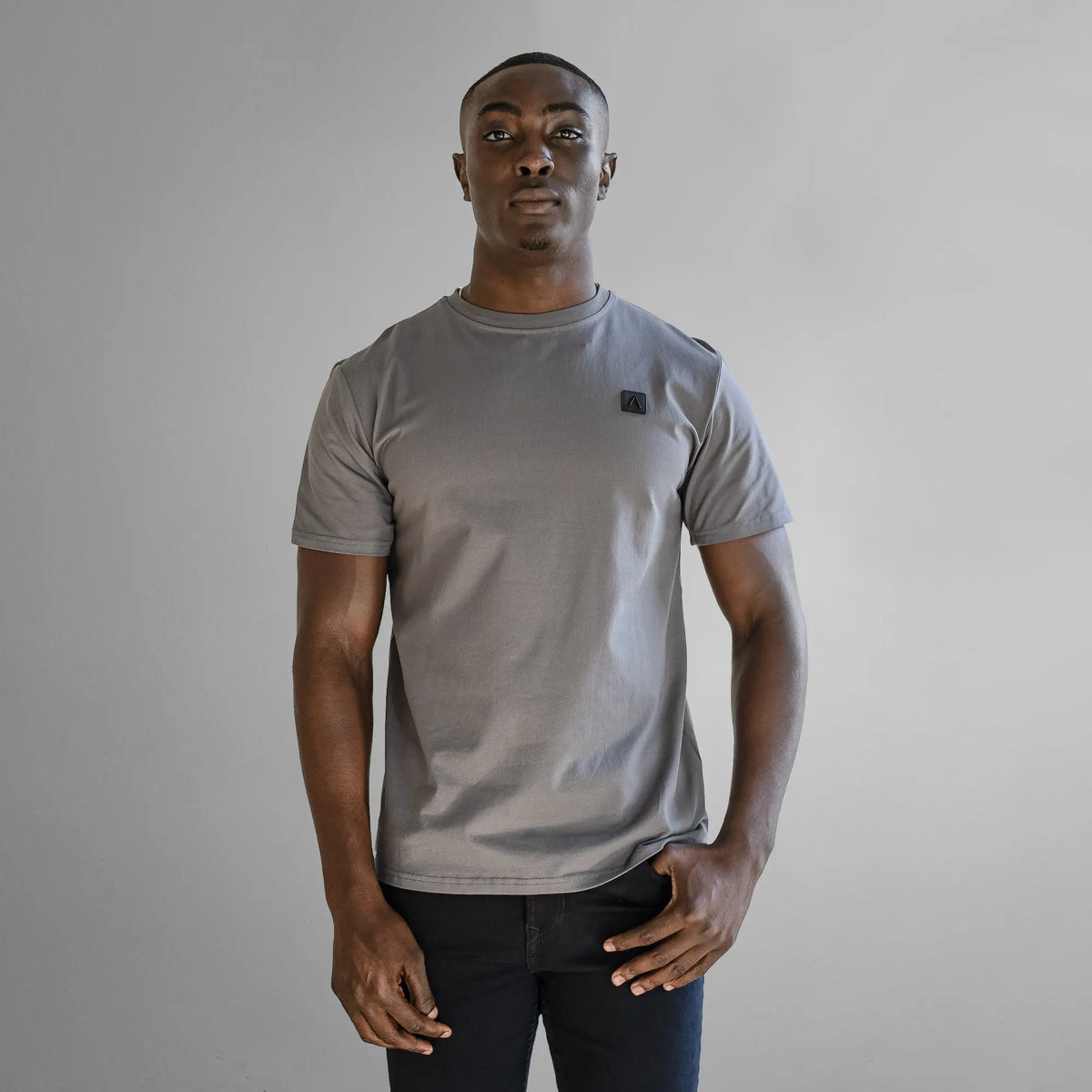 Fade Iconic Badge Slim Fit T-shirt Grey – Fade.